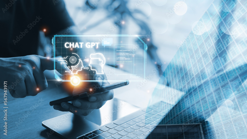 Chatbot Chat with AI, Artificial Intelligence. man using technology ...