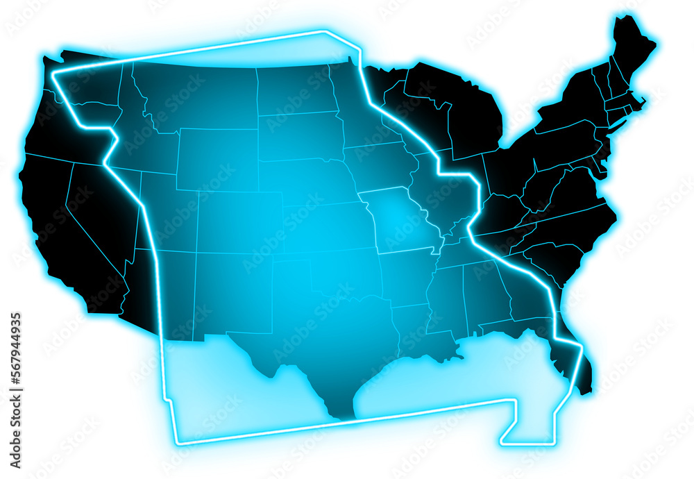 Missouri map blue glow with united state america transparent background ...