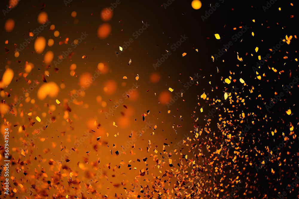 Countless small confetti bits are falling on an abstract background ...