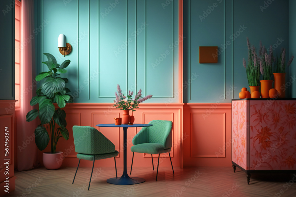 A visual representation of a wall in a serene colorfull interior ...
