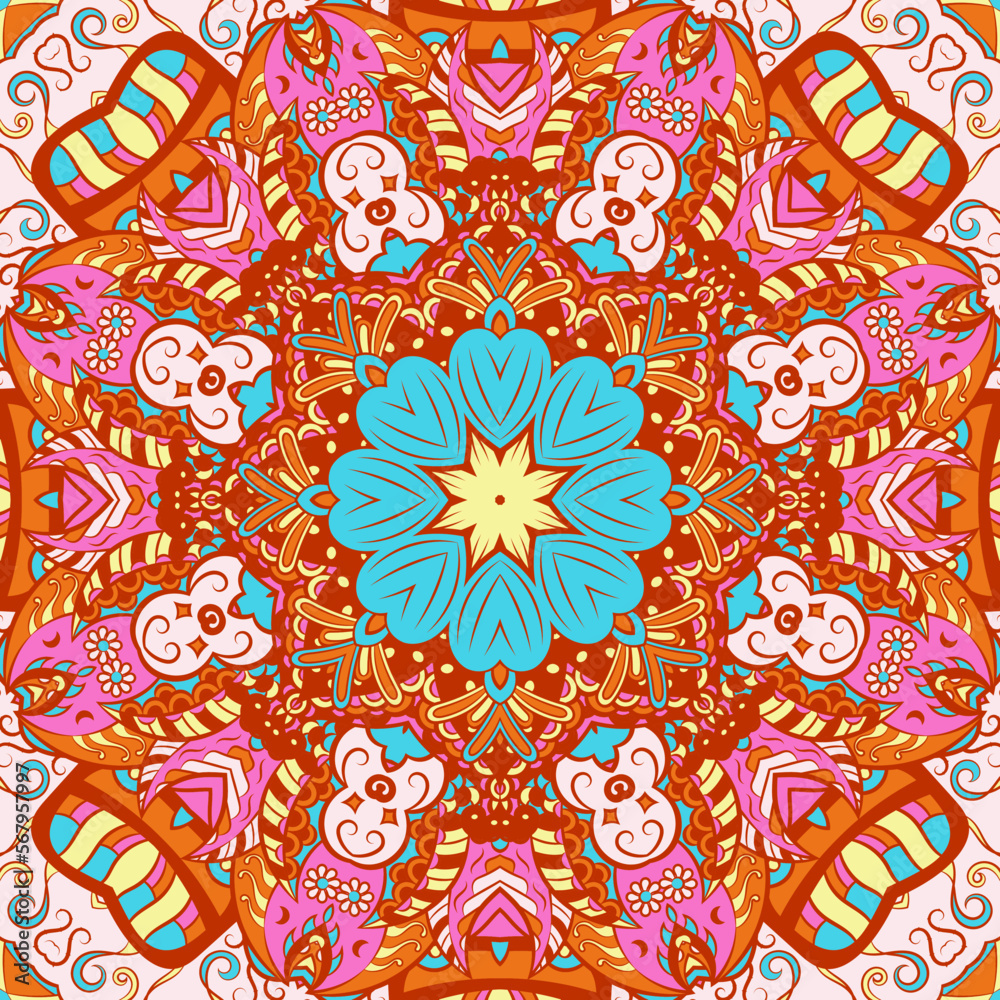 Seamless tile texture. Tracery mehndi design image. Ethnic doodle art ...