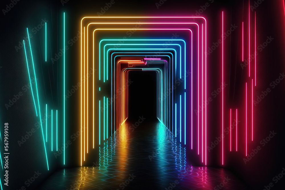 neon lights, a laser display, glowing lines, an abstract fluorescent ...