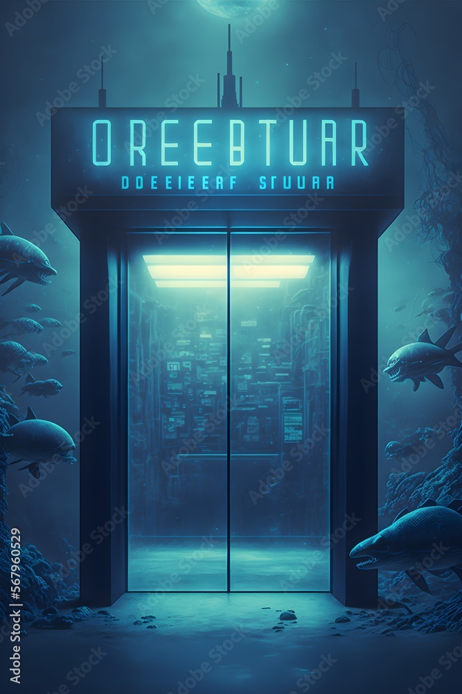 An 80s SciFi movie poster with outside shot of Deep sea Ocean ...