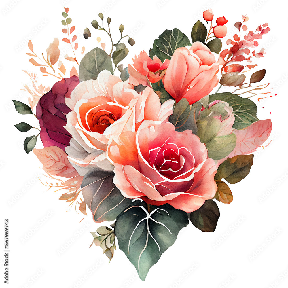heart shaped rose bouquet, Romantic heart vignette made of vintage ...