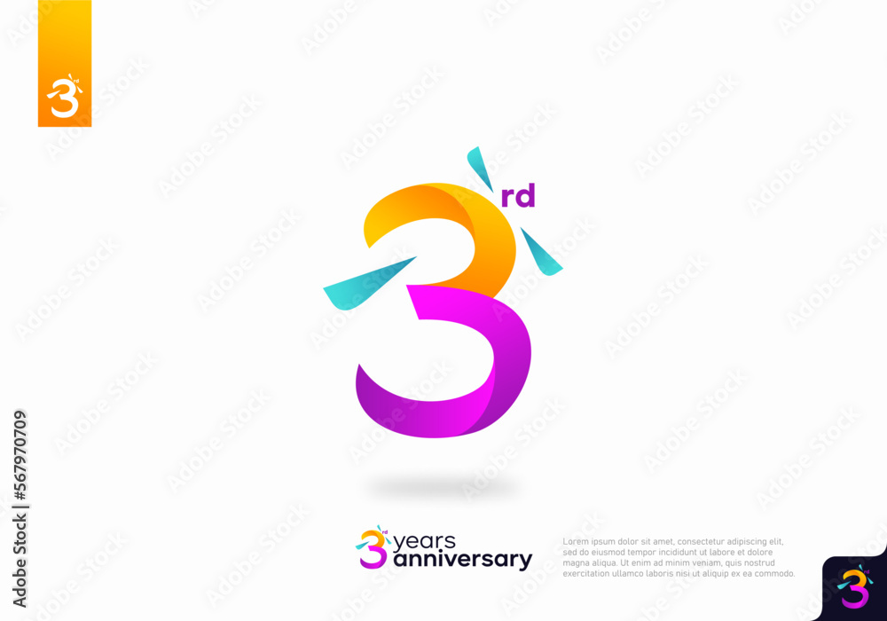 Number 3 logo icon design, 3rd birthday logo number, 3rd anniversary ...