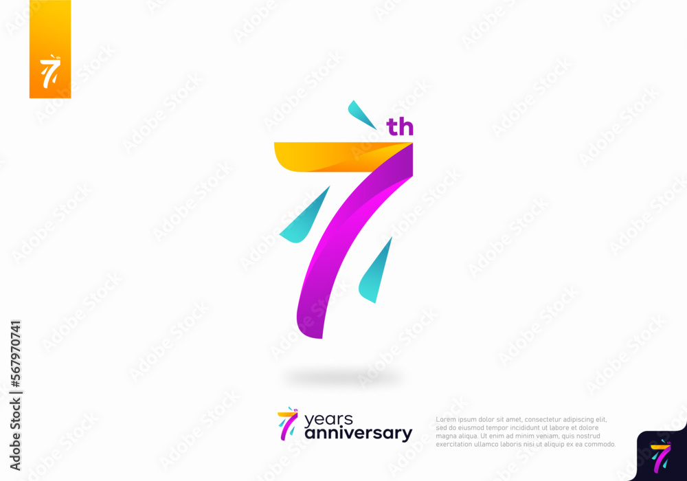 Number 7 logo icon design, 7th birthday logo number, 7th anniversary ...