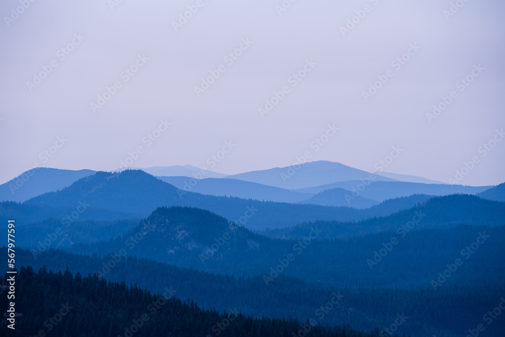 Lines and Lines of Mountains in Crater Lake National Park Stock Photo ...