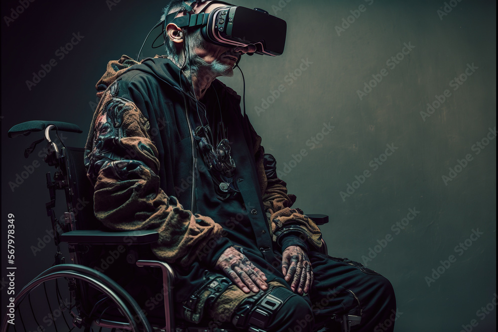 studio shot of a man with disabilities wearing a VR equipment Stock ...