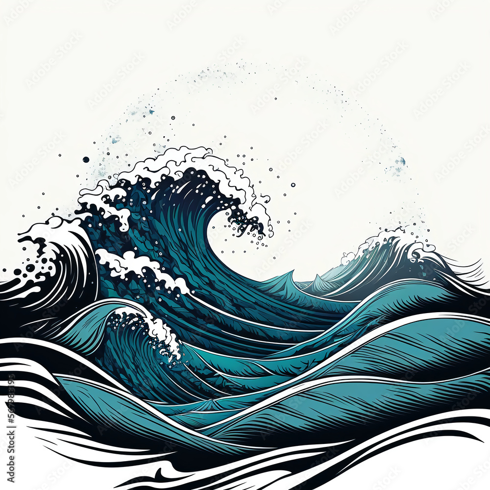 Wave clipart, vector illustration. Generative AI. Stock Illustration ...