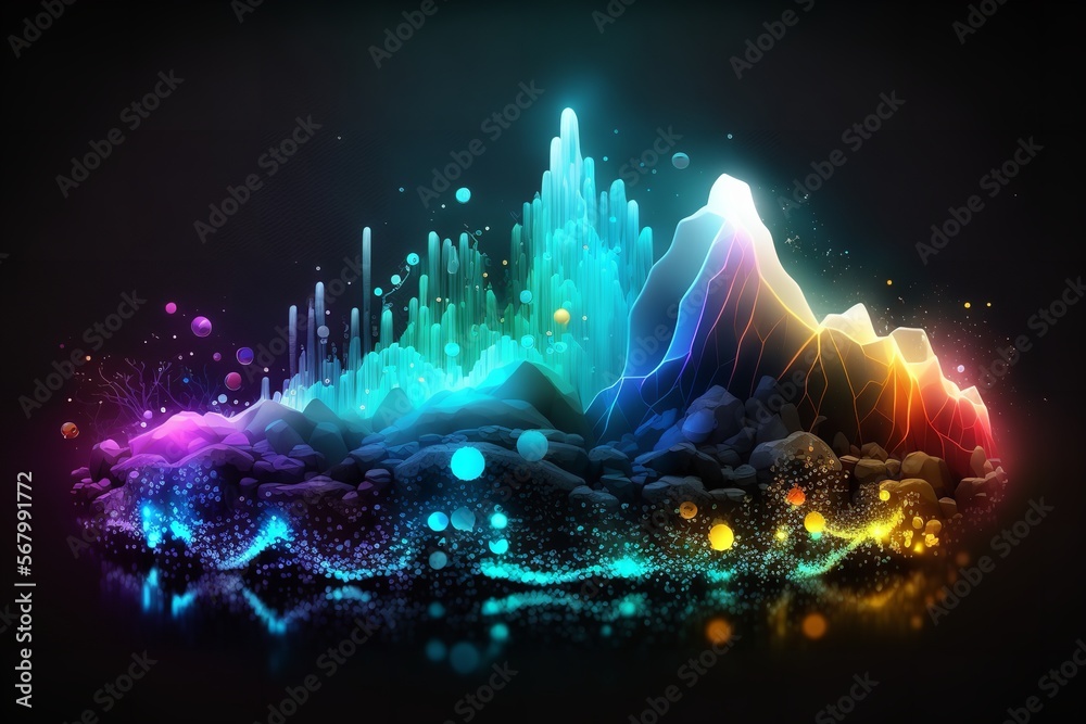 Background of music wave flow poster design with lines and dots on a ...