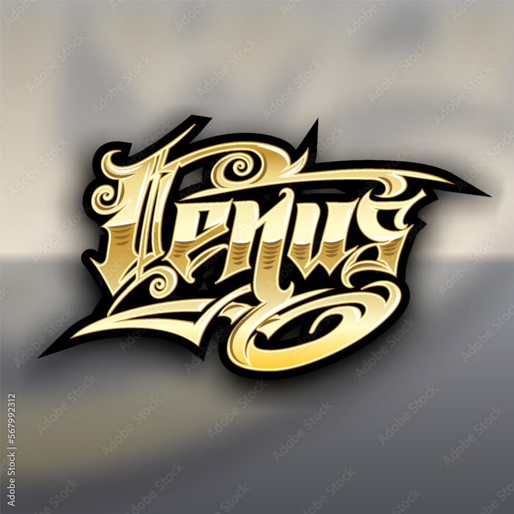 Vector tattoo lettering Venus. Calligraphy Gothic inscription. Stock ...