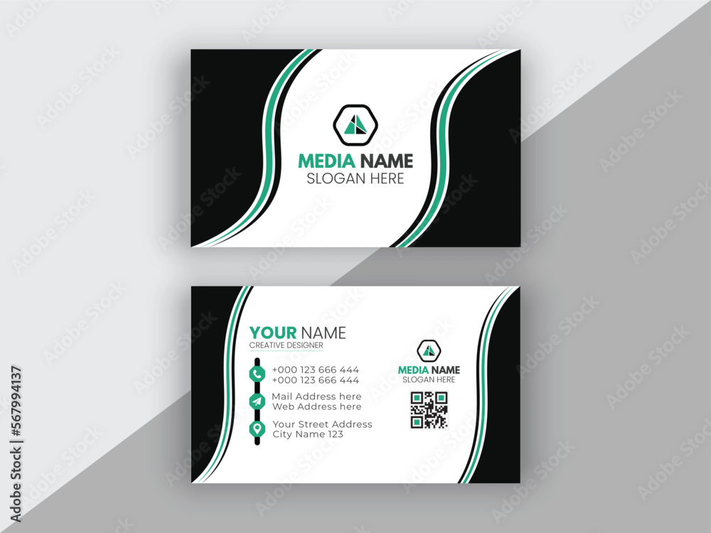 Business card design template, Clean professional business card ...