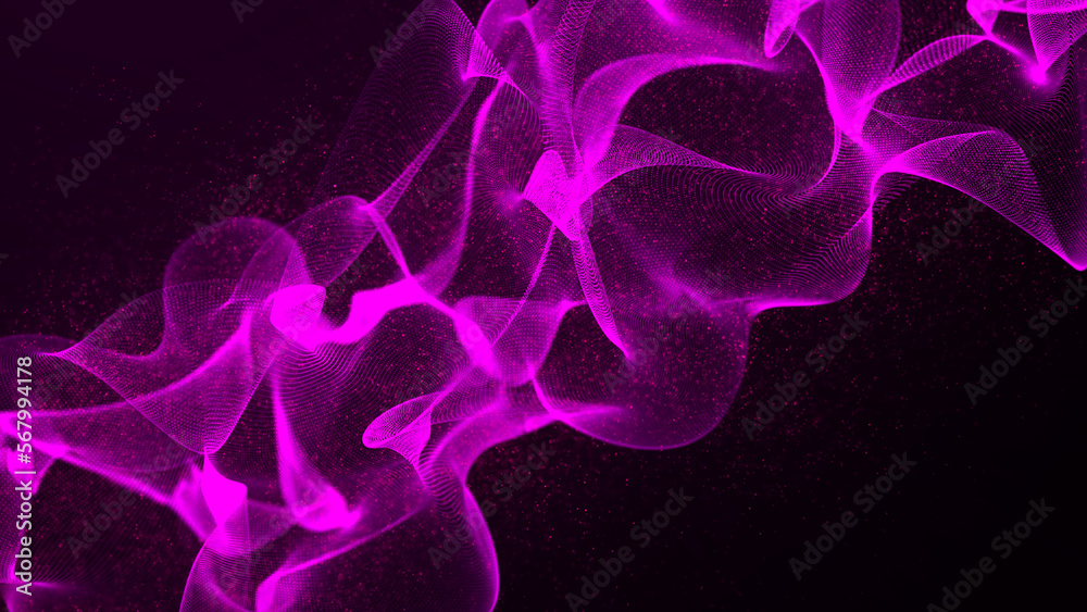 Wave Of Particles Abstract Background With Dynamic Wave Concept Of