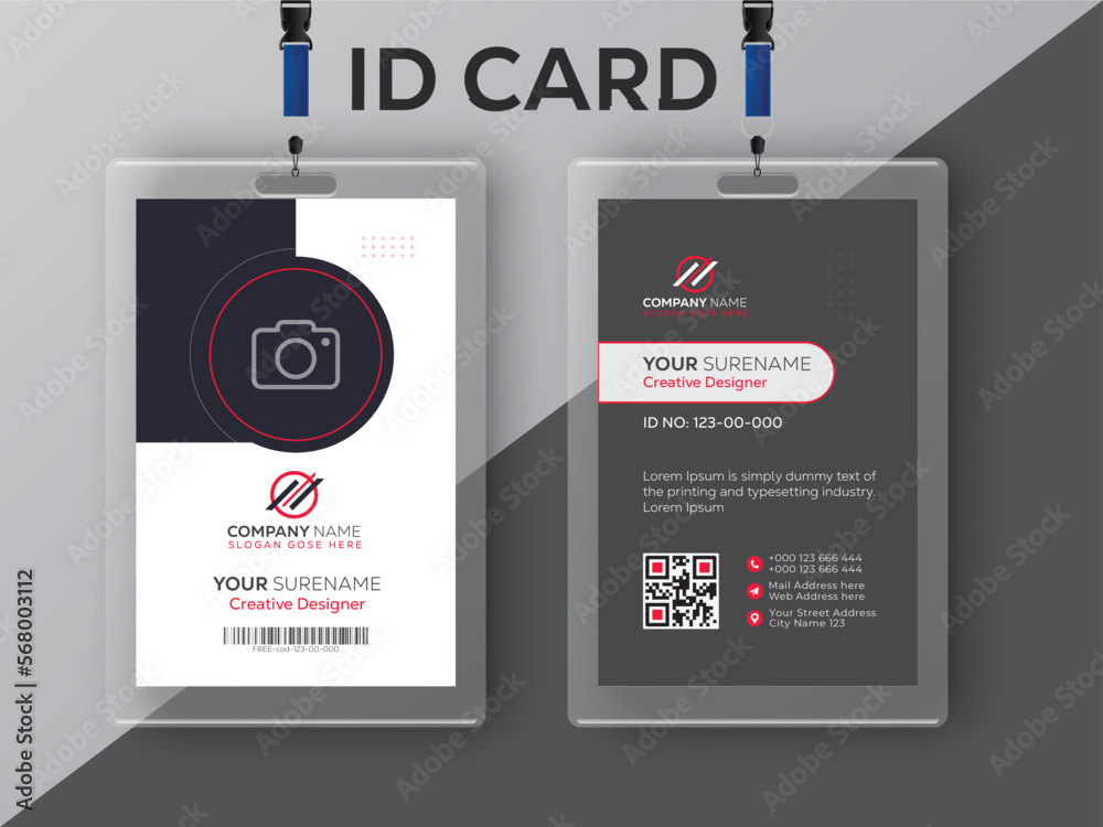 Vector id card template with clasp and lanyard, Corporate Id card ...