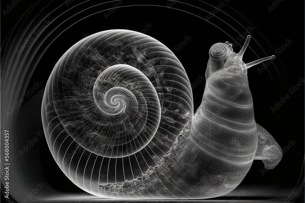snail x-ray style. X-ray of Raw whole snails. Full frame Close-up ...