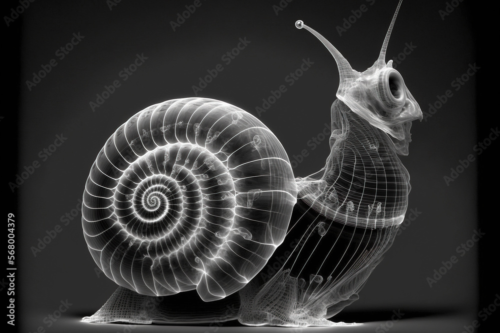 snail x-ray style. X-ray of Raw whole snails. Full frame Close-up ...
