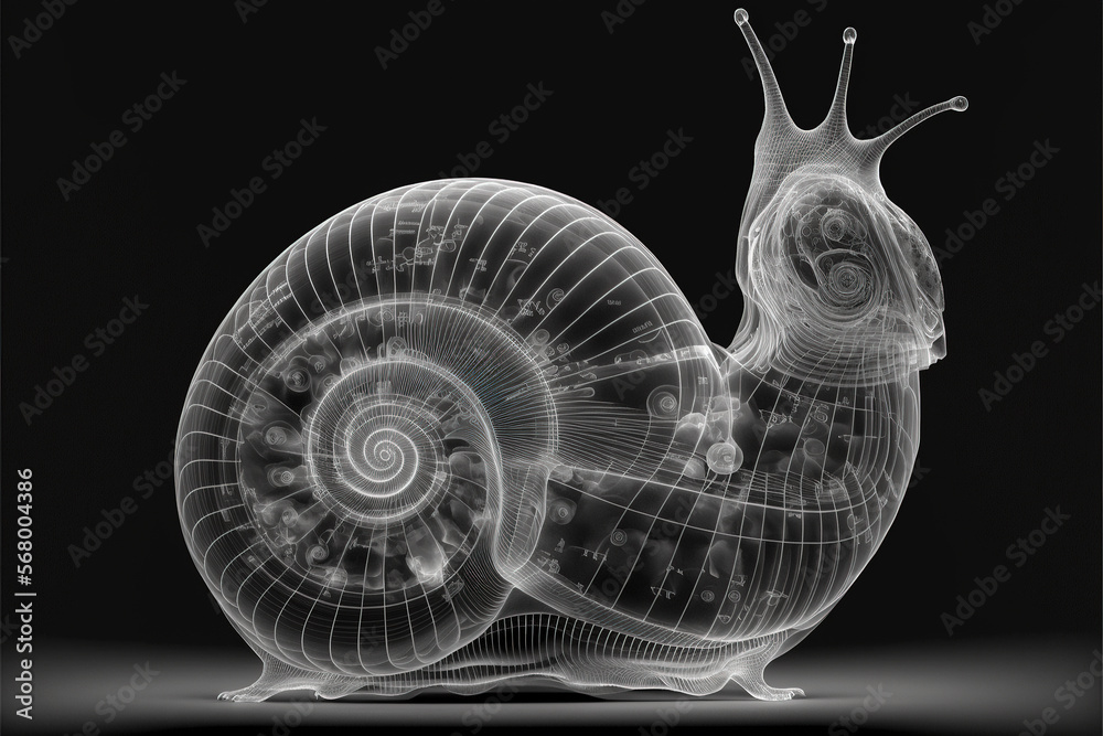 snail x-ray style. X-ray of Raw whole snails. Full frame Close-up ...