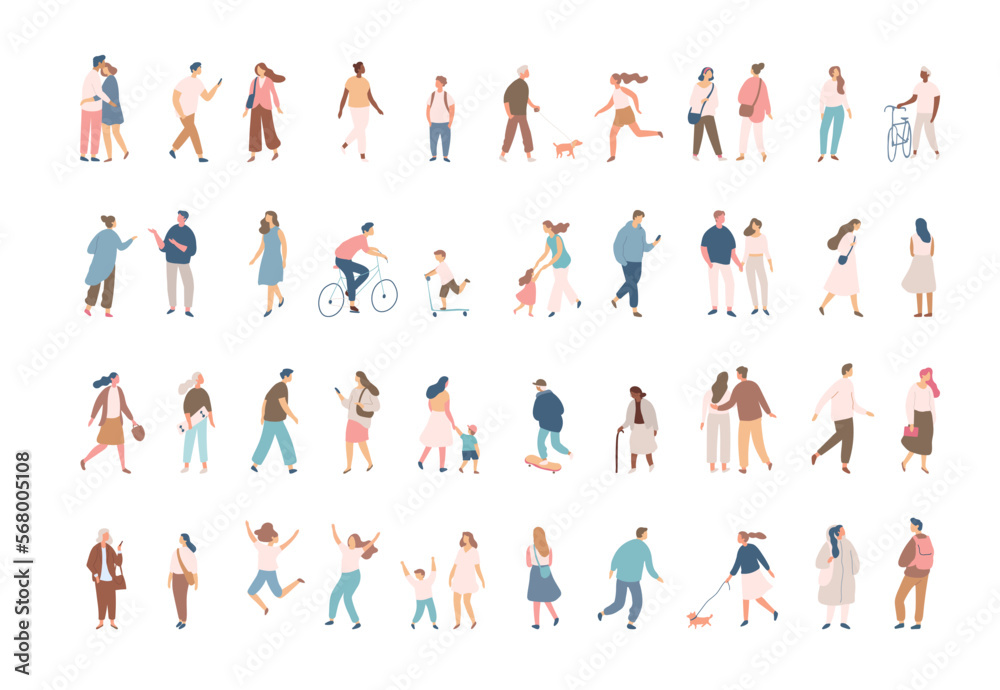 Different People silhouette vector set. Male and female flat characters ...