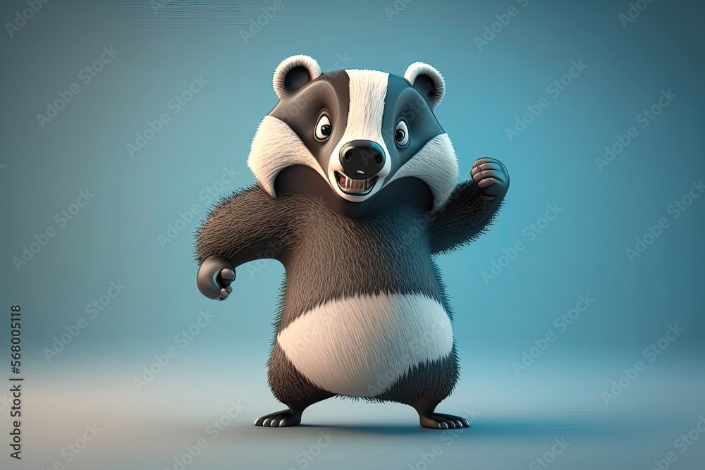 Cute 3D cartoon of badger character. Generative AI Stock Illustration ...
