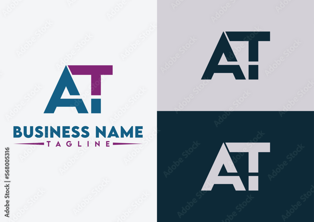Vetor de Letter AT logo design vector template, AT logo do Stock ...