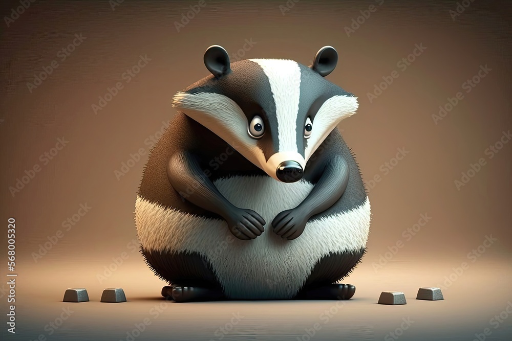 Cute 3D cartoon of badger character. Generative AI Stock Illustration ...