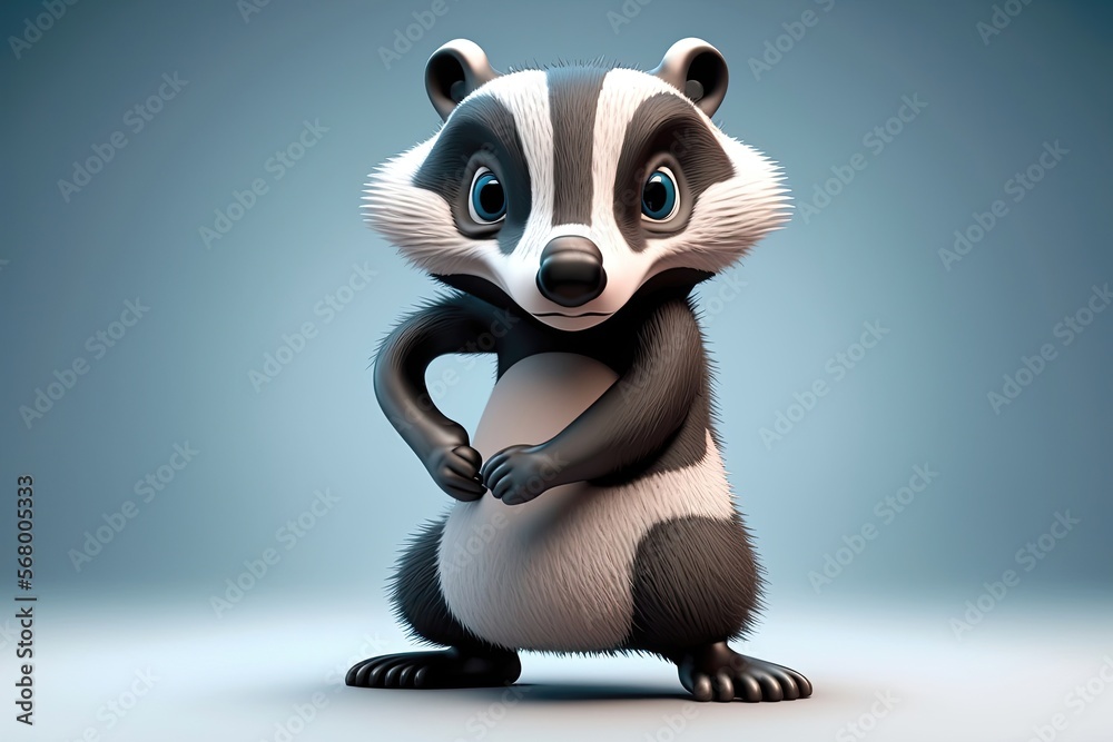 Cute 3D cartoon of badger character. Generative AI Stock Illustration | Adobe Stock