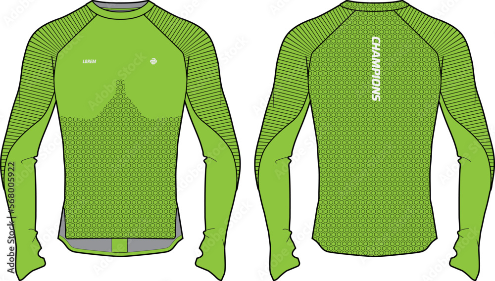 Long sleeve Compression running base layer top t shirt flat sketch ...