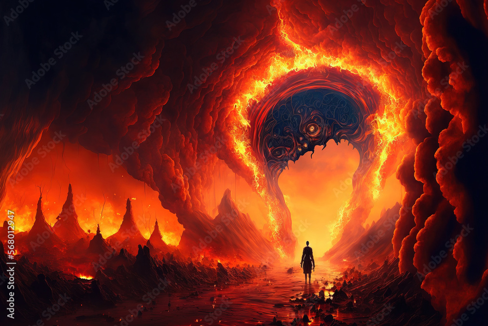 The metaphor of the hell inferno, in which souls enter hell in ...