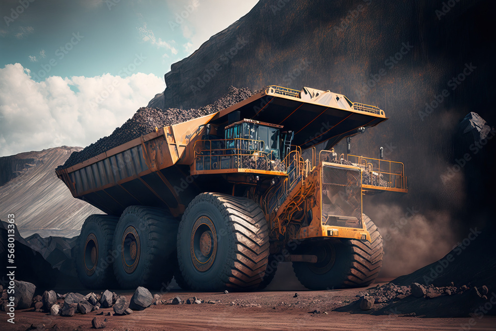 mining of magnetite and iron ores in open pits. iron ore loading into a ...