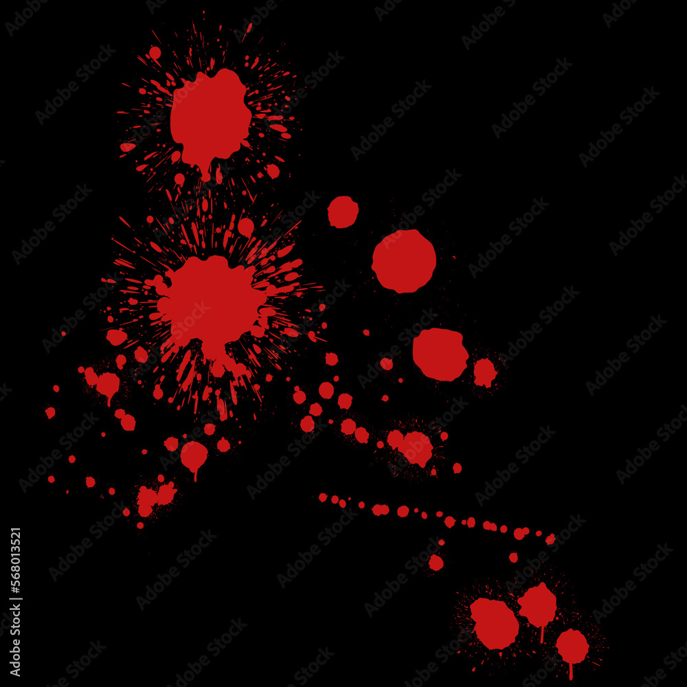 Blood splatter, horror background. Blood splash overlays on black ...