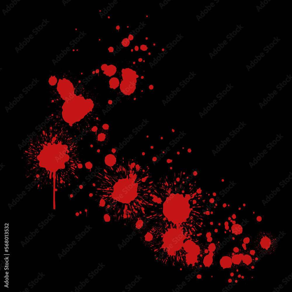 Blood splatter, horror background. Blood splash overlays on black ...