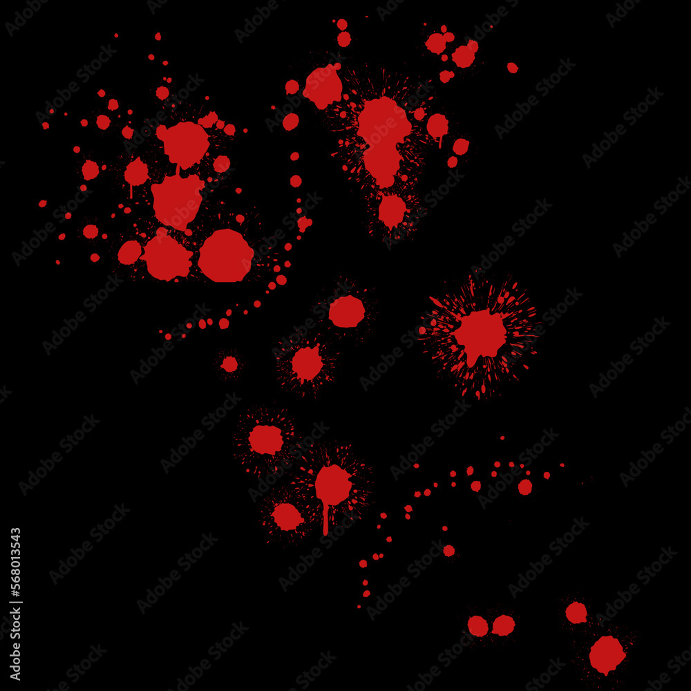 Blood splatter, horror background. Blood splash overlays on black ...
