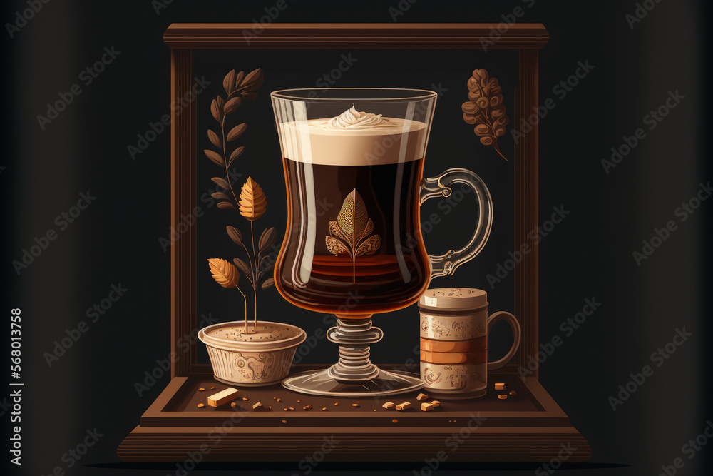Coffee embellished at the front with a transparent podium, glassware ...