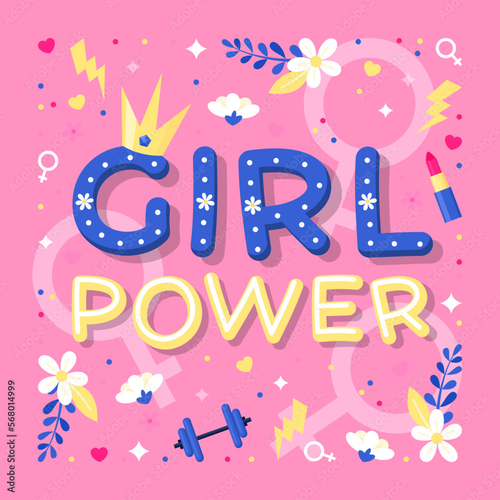 Lettering en vector feminista del tema poder de las chicas Stock Vector ...