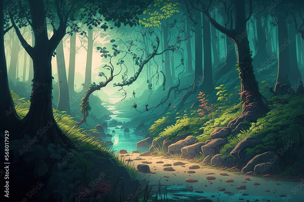 Morning Forest Digital CG Artwork from a Video Game, Concept ...