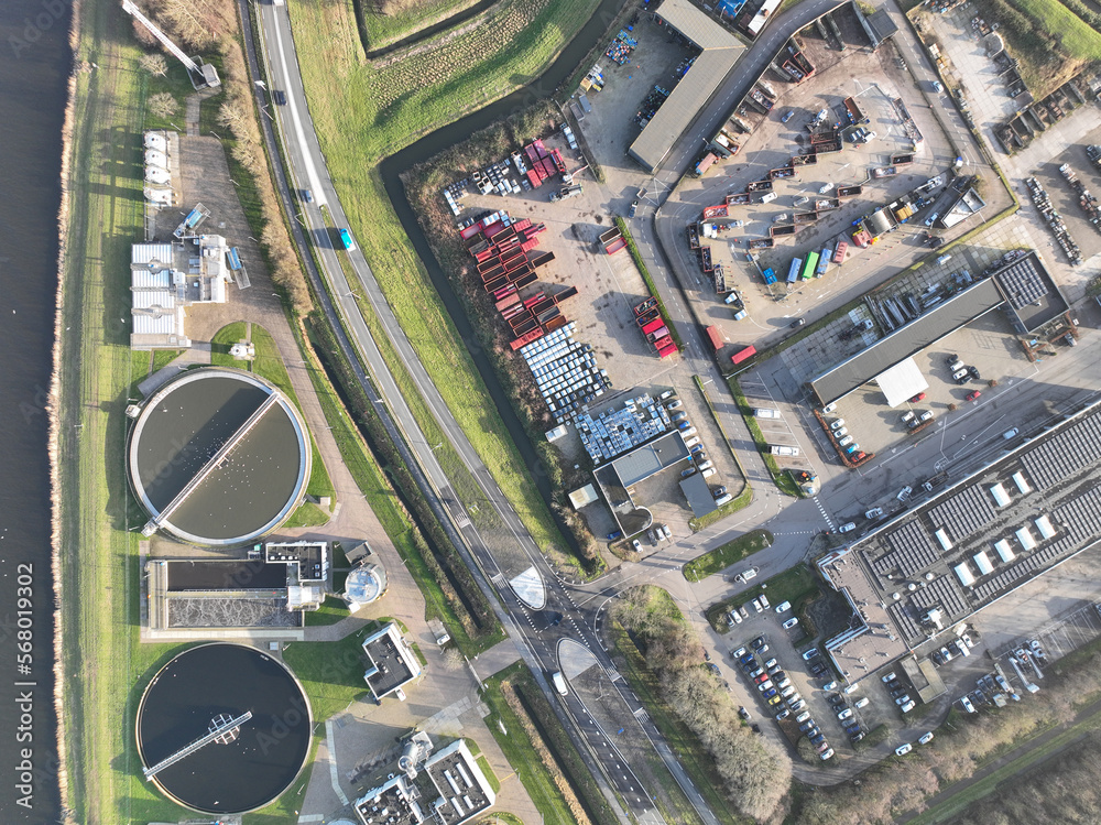 An aerial drone photo offers a unique view of a recycling center ...