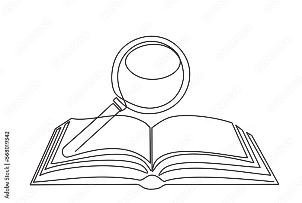 Magnifier hand drawn by one continuous line art drawing vector ...