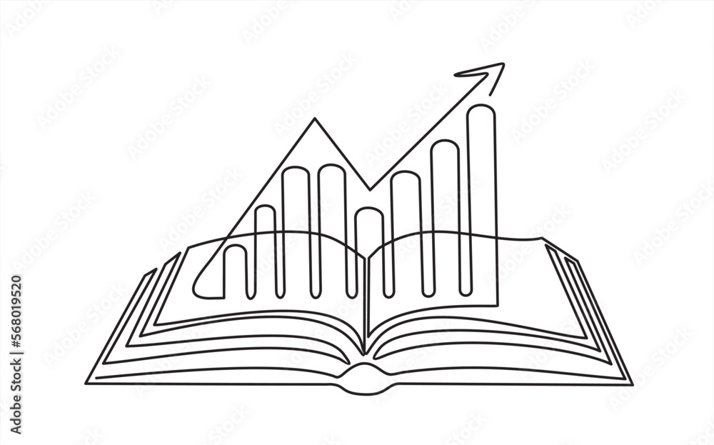 Continuous one single line drawing of Business Infographic With Open ...