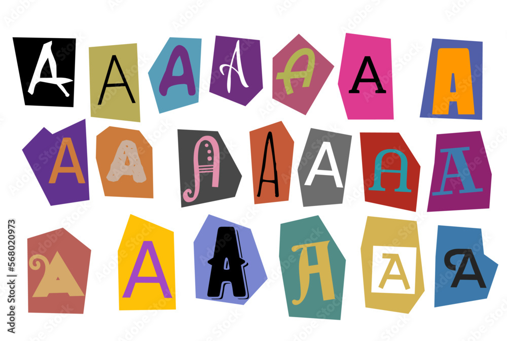 Alphabet A - vector cut newspaper and magazine letters, paper style ...