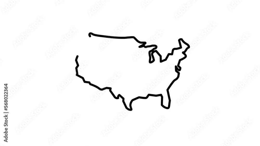 Usa map sketch background and 2d animation, map Stock 비디오 | Adobe Stock