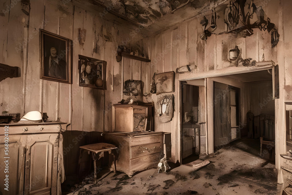 old abandoned house. scary interior. old abandoned building. old ...