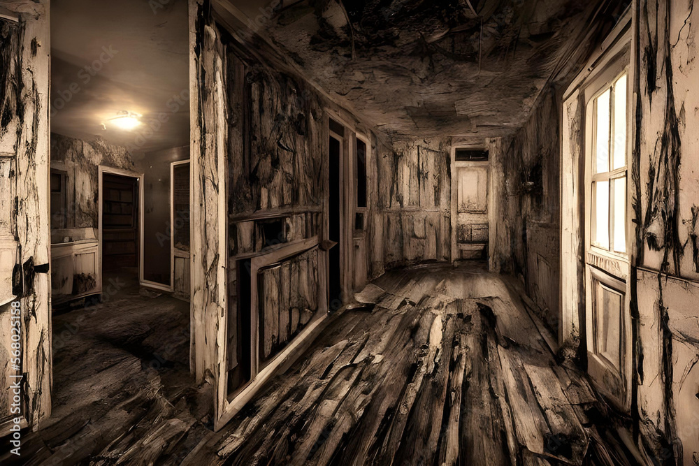 scary abandoned house. scary interior. old abandoned building. old ...