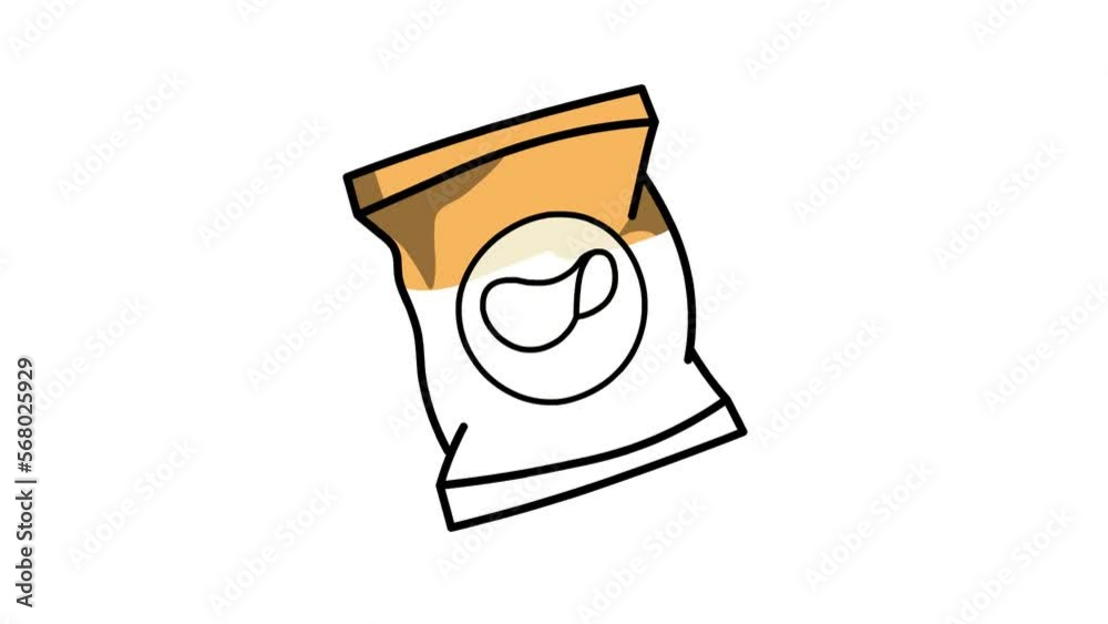 snacks chips packet sketch background and 2d animation Stock 비디오 ...