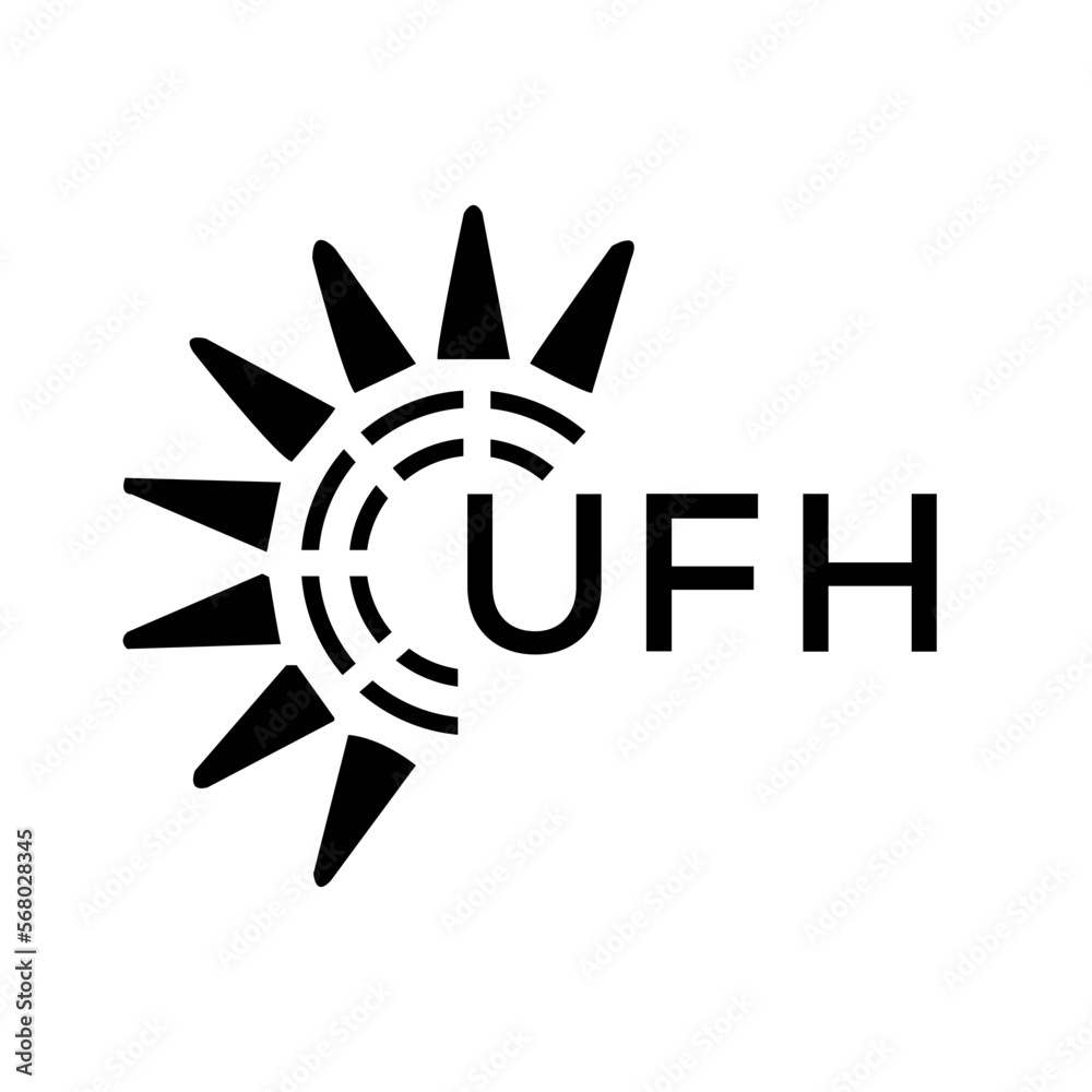 UFH letter logo. UFH image on white background and black letter. UFH ...