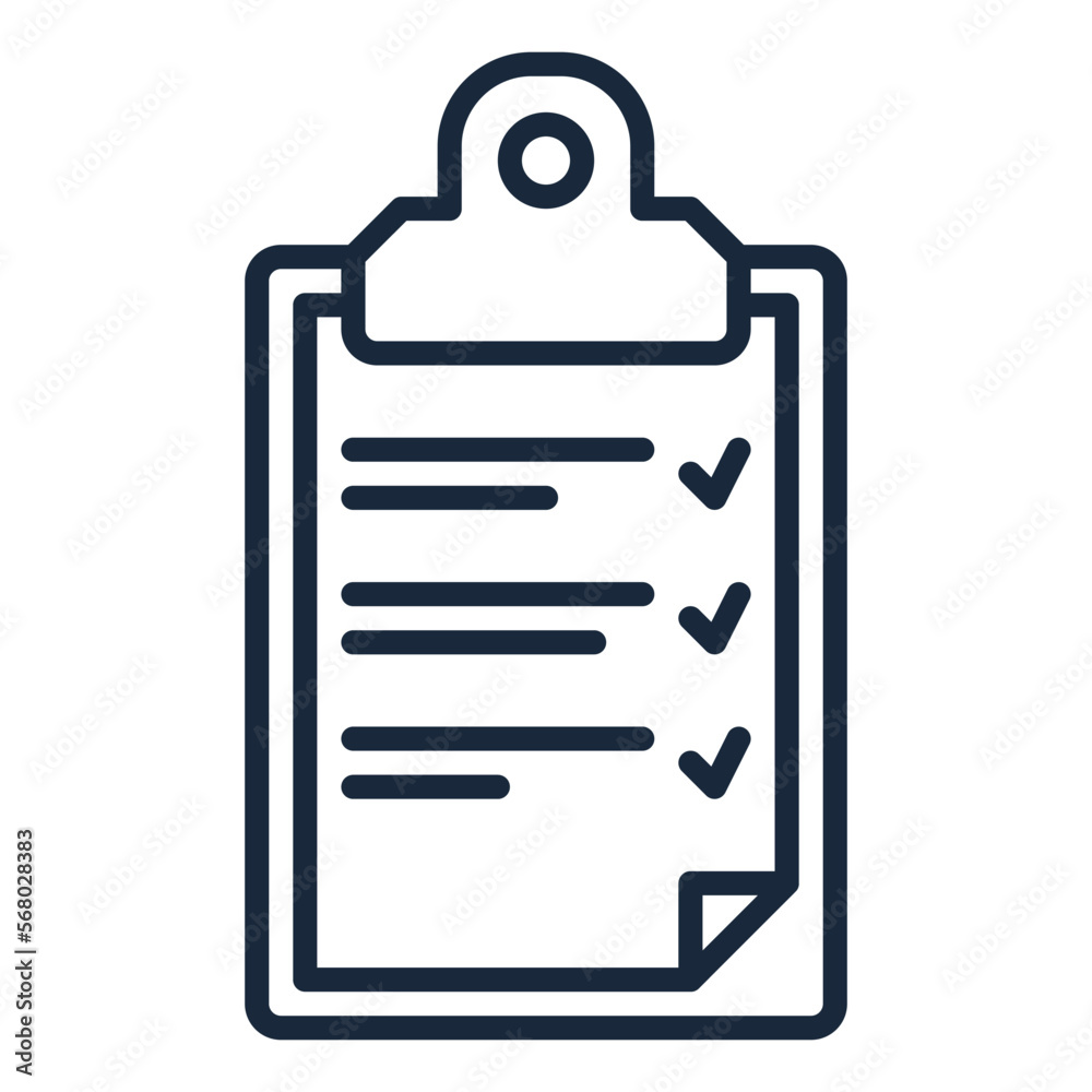 Clipboard line and glyph icon. Document vector illustration.Check List ...