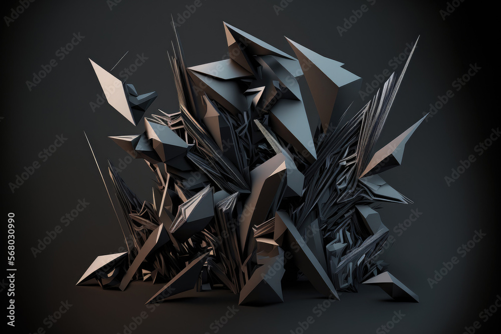 chaotic meshes made of polypropylene overlapping. Black backdrop with ...