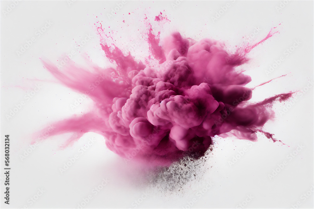 pink smoke explosion on a white background, generative ai Stock ...