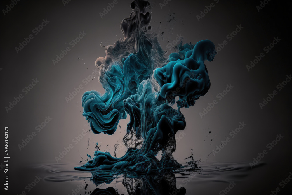 water with ink. Background is amorphous. swirling ink in the water ...