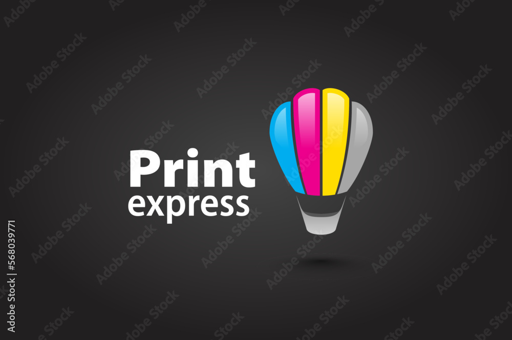 Print express logo air ballon cmyk color black background Stock ...