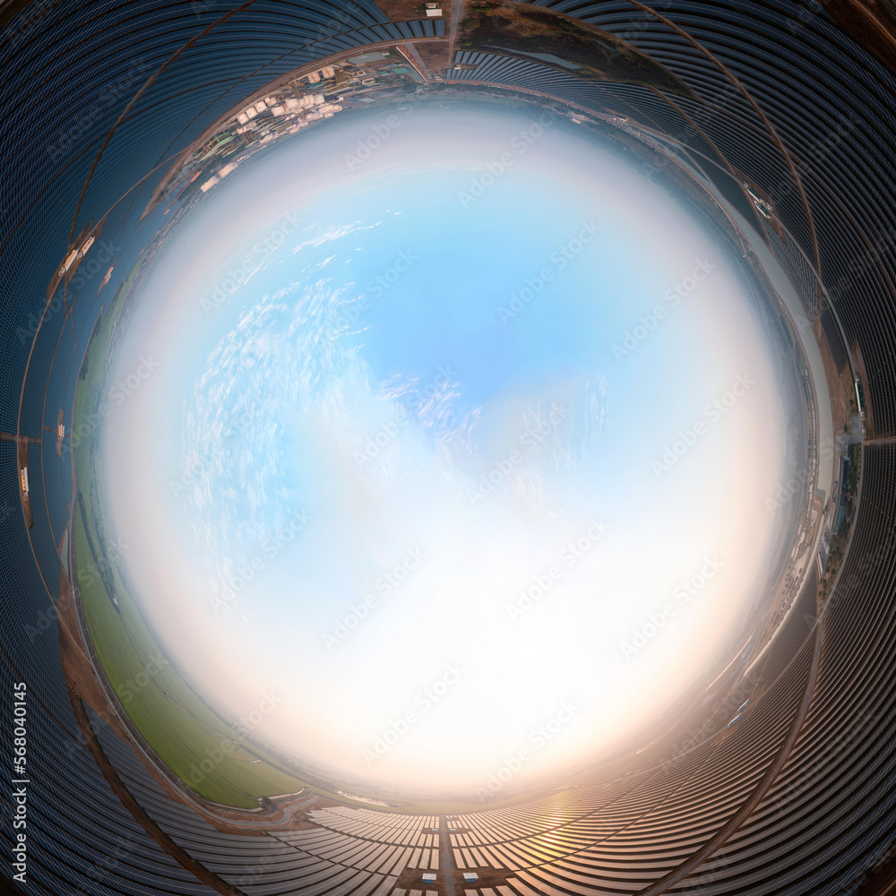 360 Wide Panoramic image of Solar Photovoltaic. Solar Photovoltaic and ...